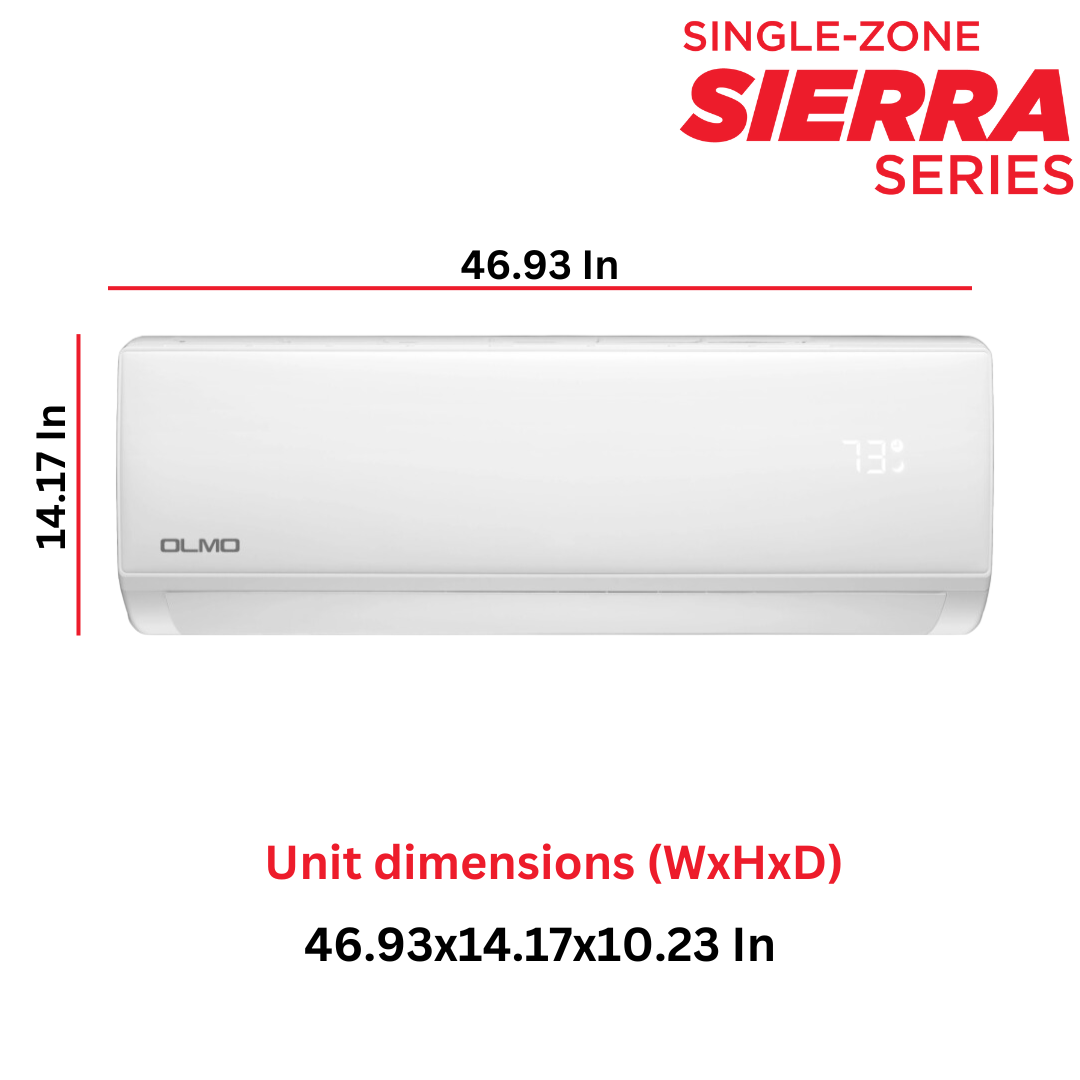 OLMO Sierra Single-Zone Series R32, 36,000 BTU/h 3 Ton Mini Split Air ...