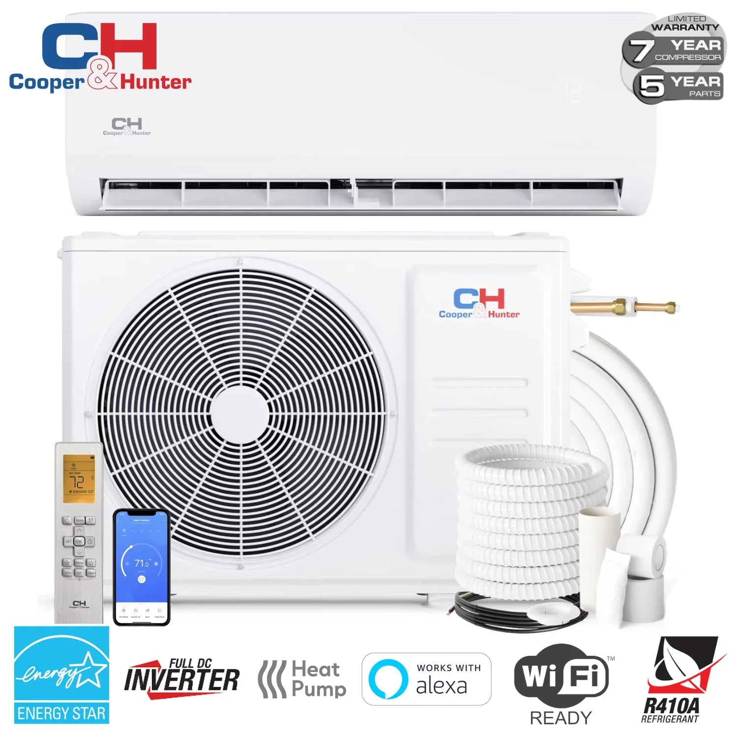 Cooper & Hunter 9,000 BTU Mini Split Heat Pump WiFi
