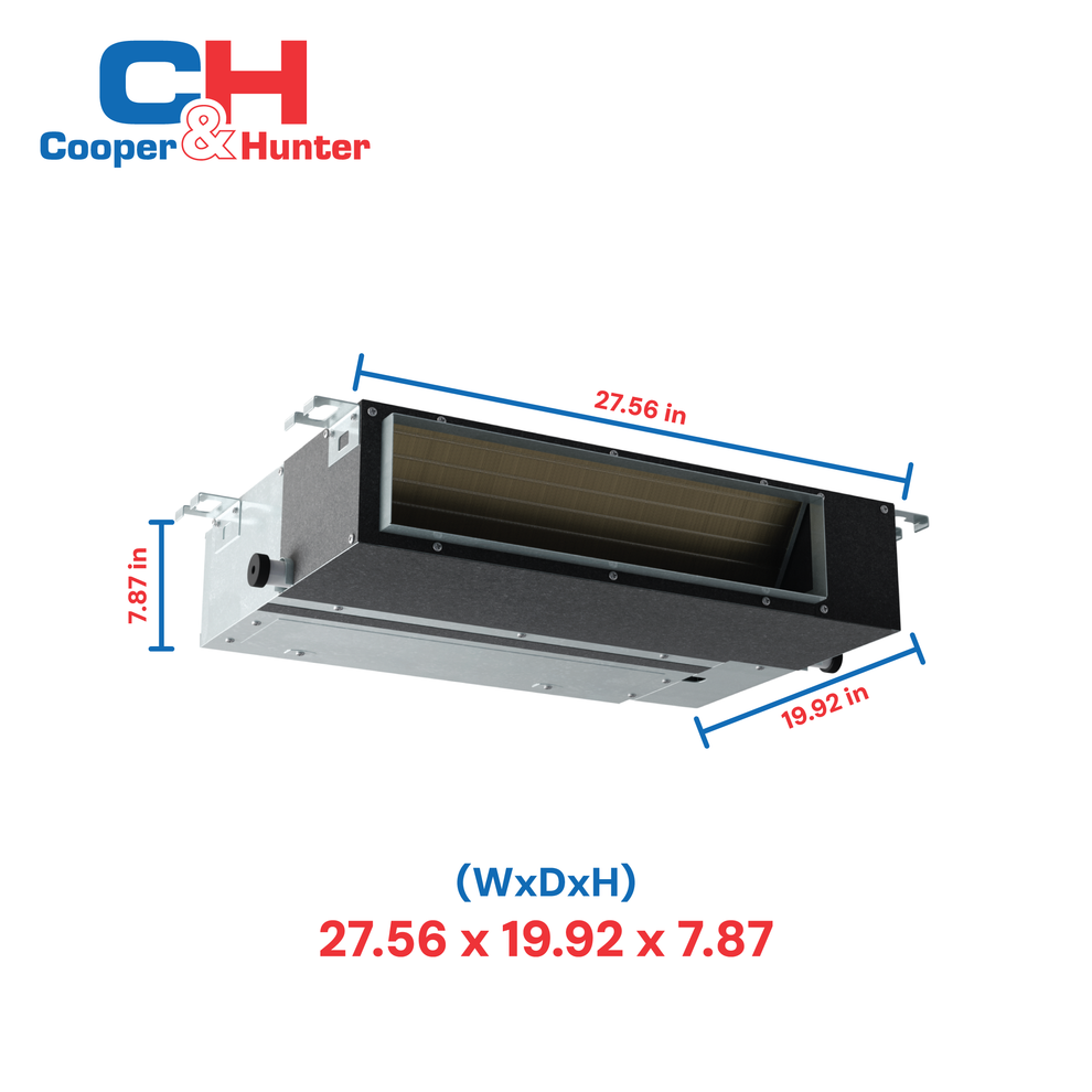 Cooper & Hunter Slim Duct 12,000 BTU 230V 19 SEER Concealed Duct Air ...